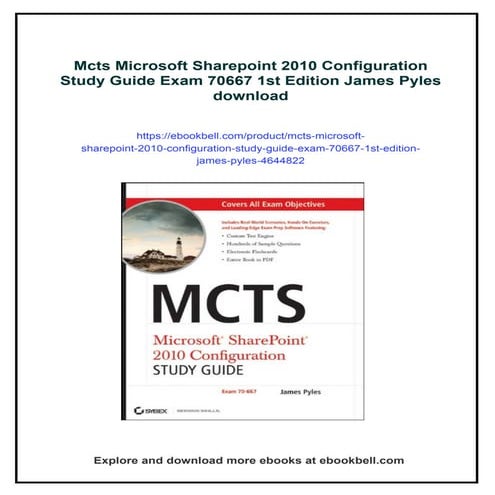 Mcts Microsoft Sharepoint 2010 Configuration Study Guide Exam 70667 1st Edition James Pyles | PDF