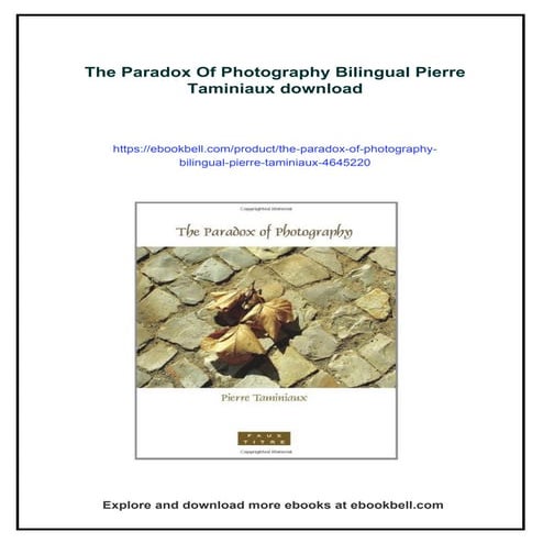 The Paradox Of Photography Bilingual Pierre Taminiaux | PDF