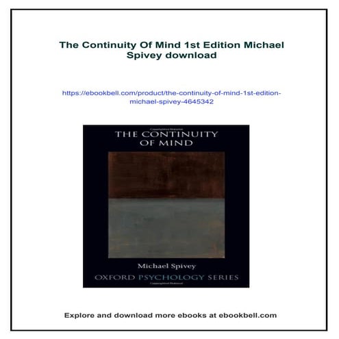 The Continuity Of Mind 1st Edition Michael Spivey | PDF
