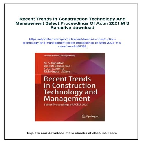 Recent Trends In Construction Technology And Management Select ...