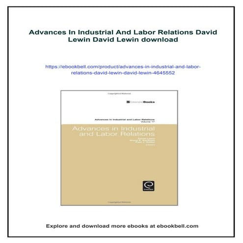 Advances In Industrial And Labor Relations David Lewin David Lewin | PDF
