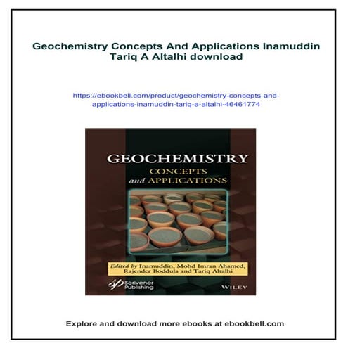 Geochemistry Concepts And Applications Inamuddin Tariq A Altalhi | PDF