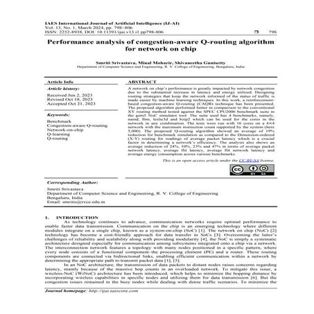Performance Analysis Of Congestion Aware Q Routing Algorithm For Network On Chip Pdf 9883