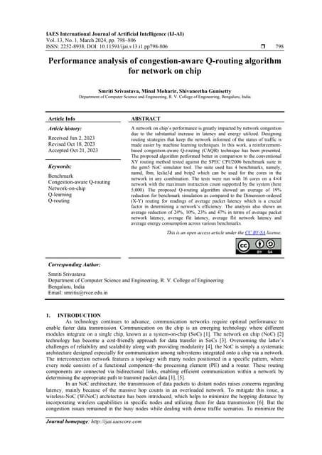 Performance Analysis Of Congestion Aware Q Routing Algorithm For Network On Chip Pdf 9883