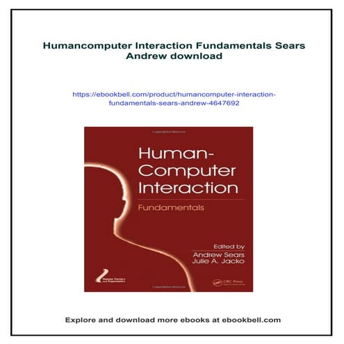 Humancomputer Interaction Fundamentals Sears Andrew | PDF