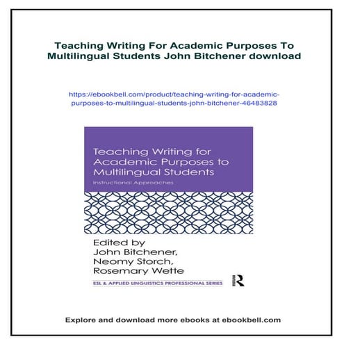 Teaching Writing For Academic Purposes To Multilingual Students John ...