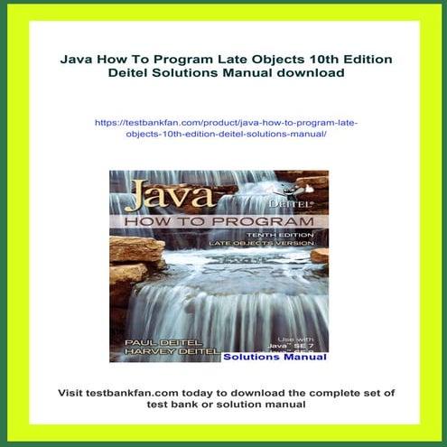 Java How To Program Late Objects 10th Edition Deitel Solutions Manual | PDF