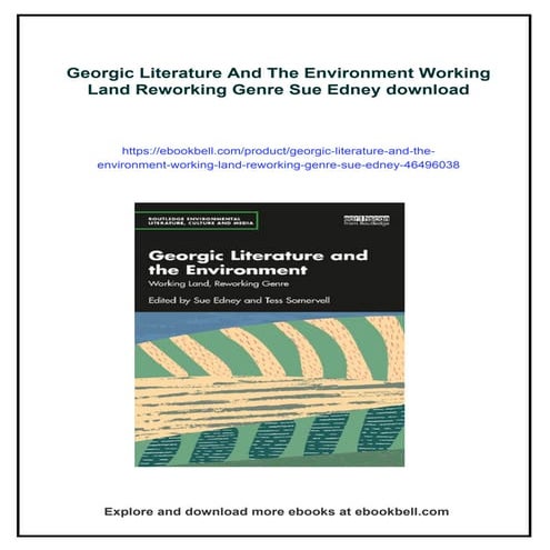 Georgic Literature And The Environment Working Land Reworking Genre Sue ...