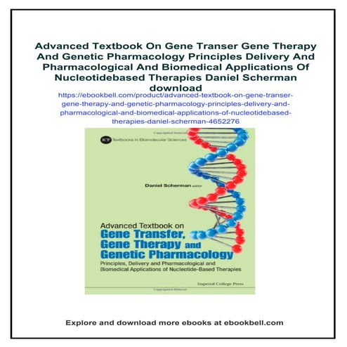 Advanced Textbook On Gene Transer Gene Therapy And Genetic Pharmacology ...