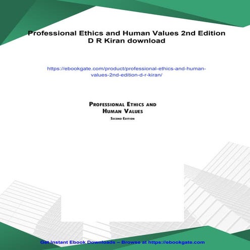 Professional Ethics and Human Values 2nd Edition D R Kiran | PDF