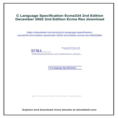 C Language Specification Ecma334 2nd Edition December 2002 2nd Edition Ecma Rex | PDF
