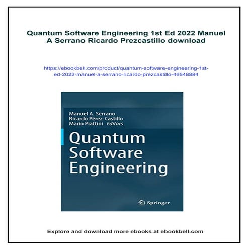 Quantum Software Engineering 1st Ed 2022 Manuel A Serrano Ricardo ...
