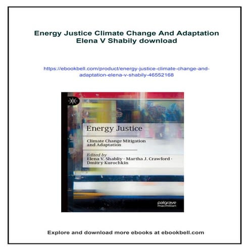Energy Justice Climate Change And Adaptation Elena V Shabily | PDF