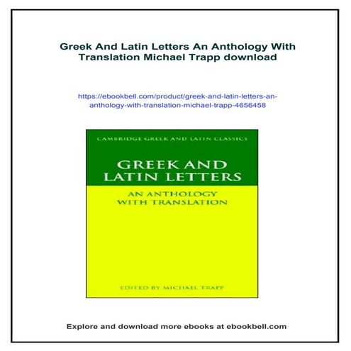 Greek And Latin Letters An Anthology With Translation Michael Trapp | PDF