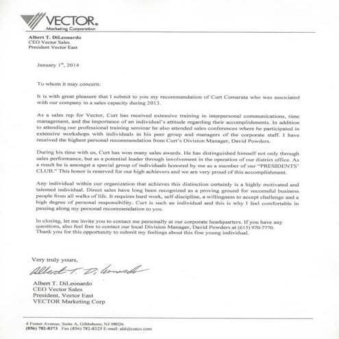 My Cutco CEO Recommendation Letter | PDF