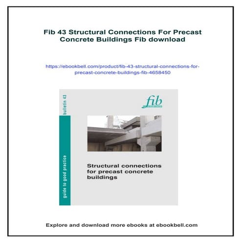 Fib 43 Structural Connections For Precast Concrete Buildings Fib | PDF