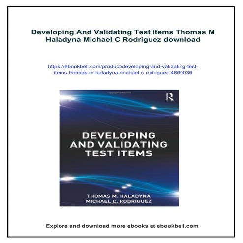 Developing And Validating Test Items Thomas M Haladyna Michael C ...