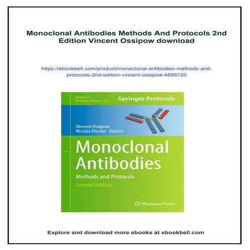 Monoclonal Antibodies Methods And Protocols 2nd Edition Vincent Ossipow | PDF