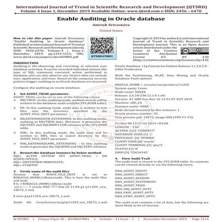 Enable Auditing in Oracle database | PDF