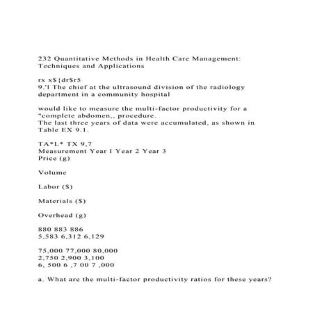 232 Quantitative Methods in Health Care Management Techniques.docx
