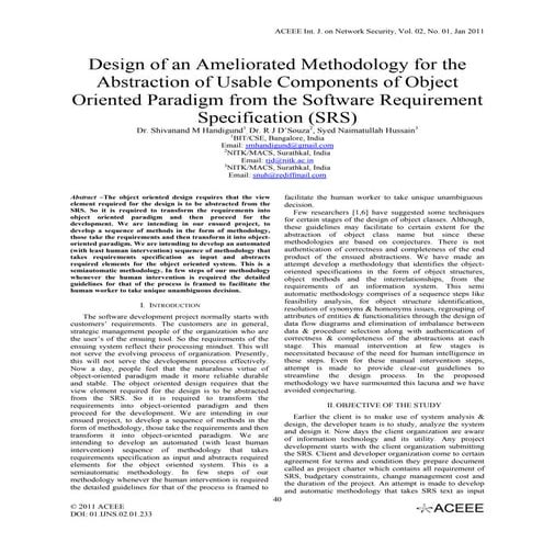 Design of an Ameliorated Methodology for the Abstraction of Usable Components of Object Oriented ...
