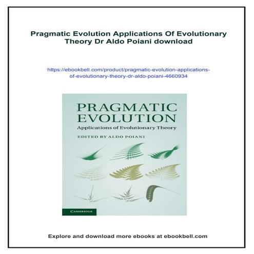 Pragmatic Evolution Applications Of Evolutionary Theory Dr Aldo Poiani | PDF
