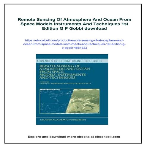 Remote Sensing Of Atmosphere And Ocean From Space Models Instruments ...