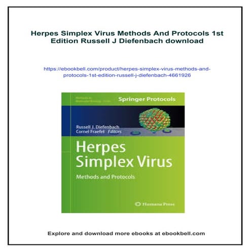 Herpes Simplex Virus Methods And Protocols 1st Edition Russell J Diefenbach | PDF