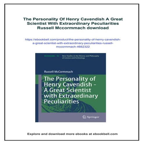 The Personality Of Henry Cavendish A Great Scientist With Extraordinary Peculiarities Russell ...