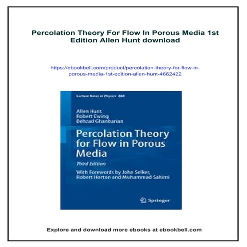 Percolation Theory For Flow In Porous Media 1st Edition Allen Hunt | PDF
