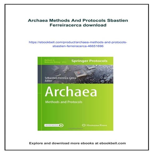 Archaea Methods And Protocols Sbastien Ferreiracerca | PDF