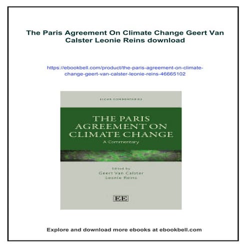 The Paris Agreement On Climate Change Geert Van Calster Leonie Reins | PDF