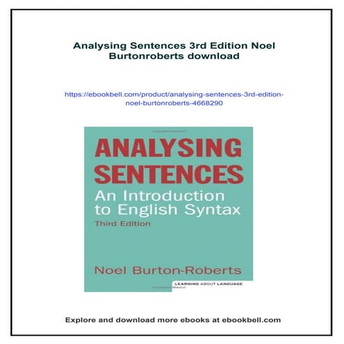 Analysing Sentences 3rd Edition Noel Burtonroberts | PDF