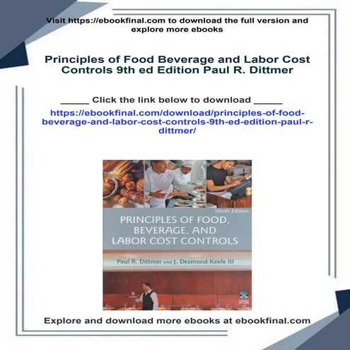 Rapid download Principles of Food Beverage and Labor Cost Controls 9th ed Edition Paul R ...