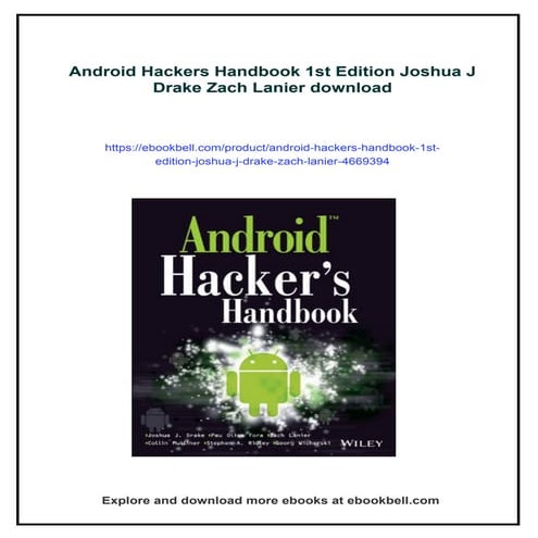 Android Hackers Handbook 1st Edition Joshua J Drake Zach Lanier | PDF