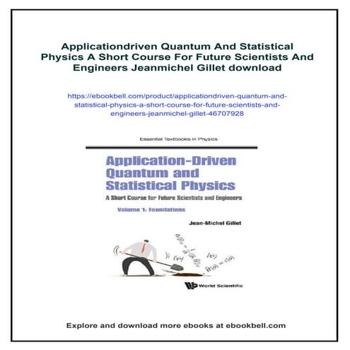 Applicationdriven Quantum And Statistical Physics A Short Course For ...