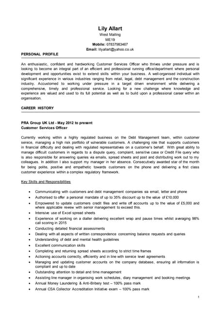 Ginny Allott CV | PDF