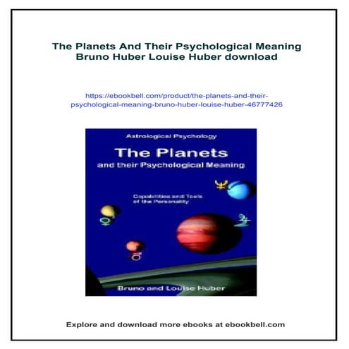 The Planets And Their Psychological Meaning Bruno Huber Louise Huber | PDF