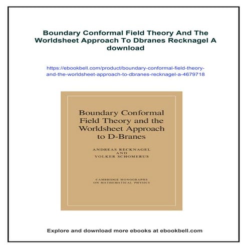 Boundary Conformal Field Theory And The Worldsheet Approach To Dbranes Recknagel A | PDF
