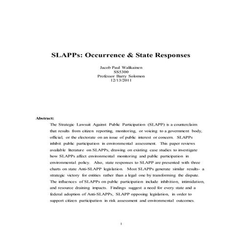 SLAPPs Occurrence | DOCX