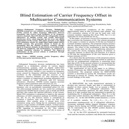 Blind Estimation Of Carrier Frequency Offset In Multicarrier