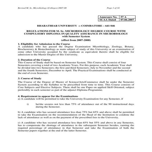 bharathyar university msc microbiology syllabuss | PDF