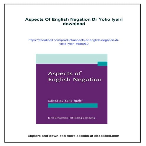 Aspects Of English Negation Dr Yoko Iyeiri | PDF