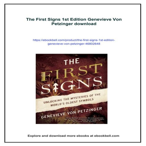 The First Signs 1st Edition Genevieve Von Petzinger | PDF
