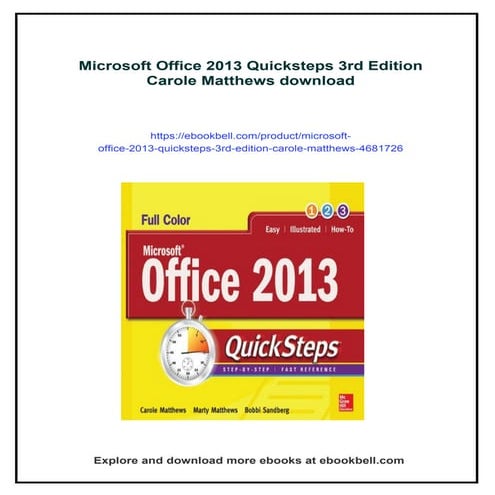 Microsoft Office 2013 Quicksteps 3rd Edition Carole Matthews | PDF