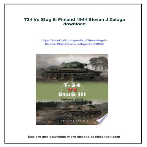 T34 Vs Stug Iii Finland 1944 Steven J Zaloga | PDF