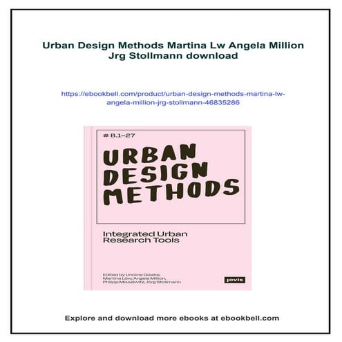 Urban Design Methods Martina Lw Angela Million Jrg Stollmann | PDF