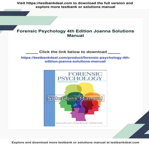 Forensic Psychology 4th Edition Joanna Solutions Manual | PDF