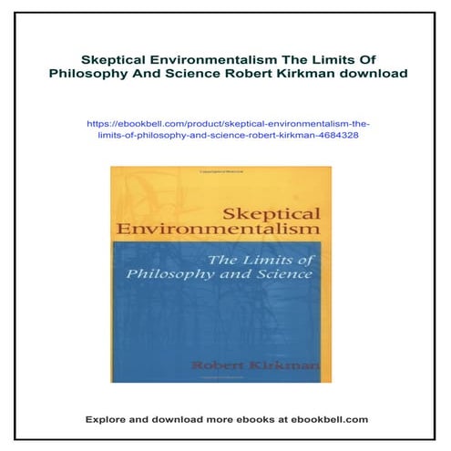 Skeptical Environmentalism The Limits Of Philosophy And Science Robert ...