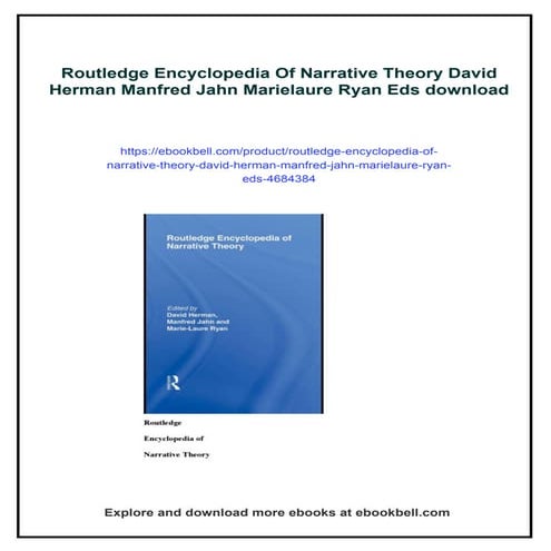 Routledge Encyclopedia Of Narrative Theory David Herman Manfred Jahn ...